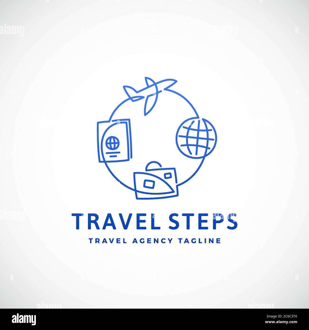 Travel Steps Abstract Vector Sign, Emblem or Logo Template. Line Style ...