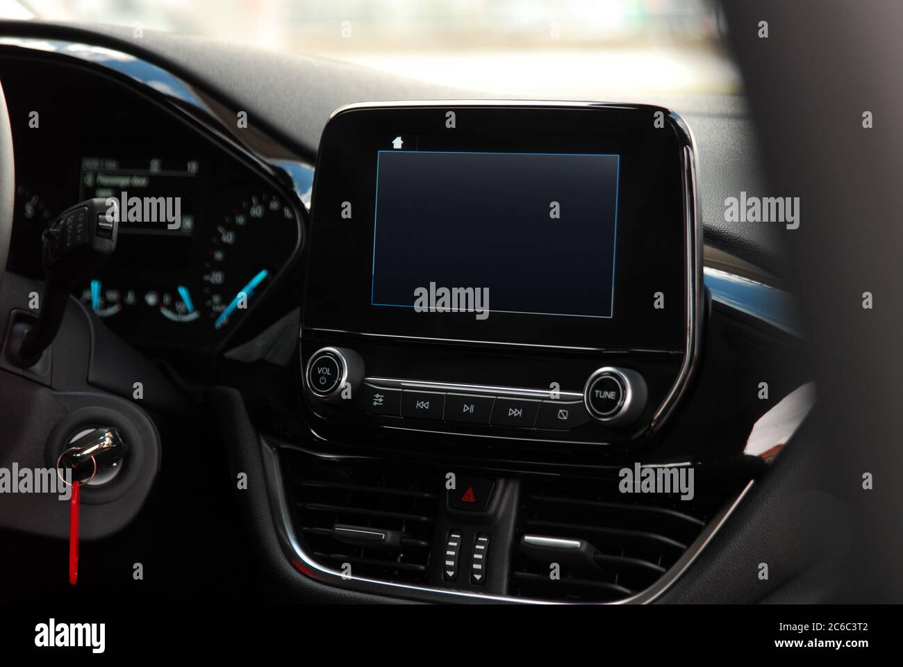 Screen multimedia system on dashboard in a modern car Stock Photo - Alamy