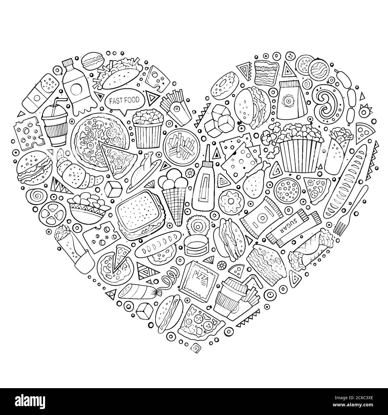 Line art vector set of Fast Food items Stock Vector Image & Art - Alamy