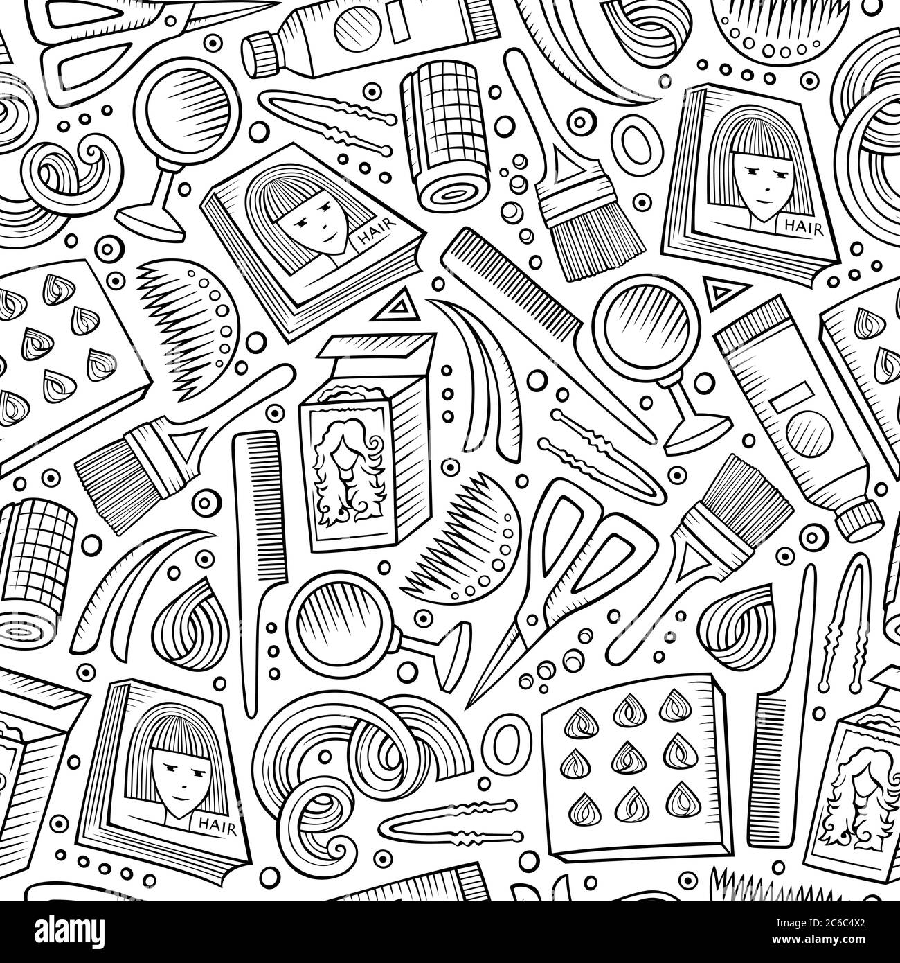 Barber shop vector drawn hand Black and White Stock Photos & Images - Alamy