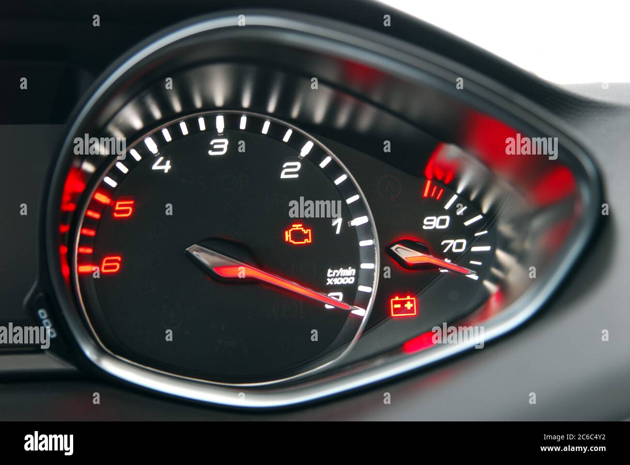 Car Tachometer. Passenger car tachometer on the instrument panel Stock ...