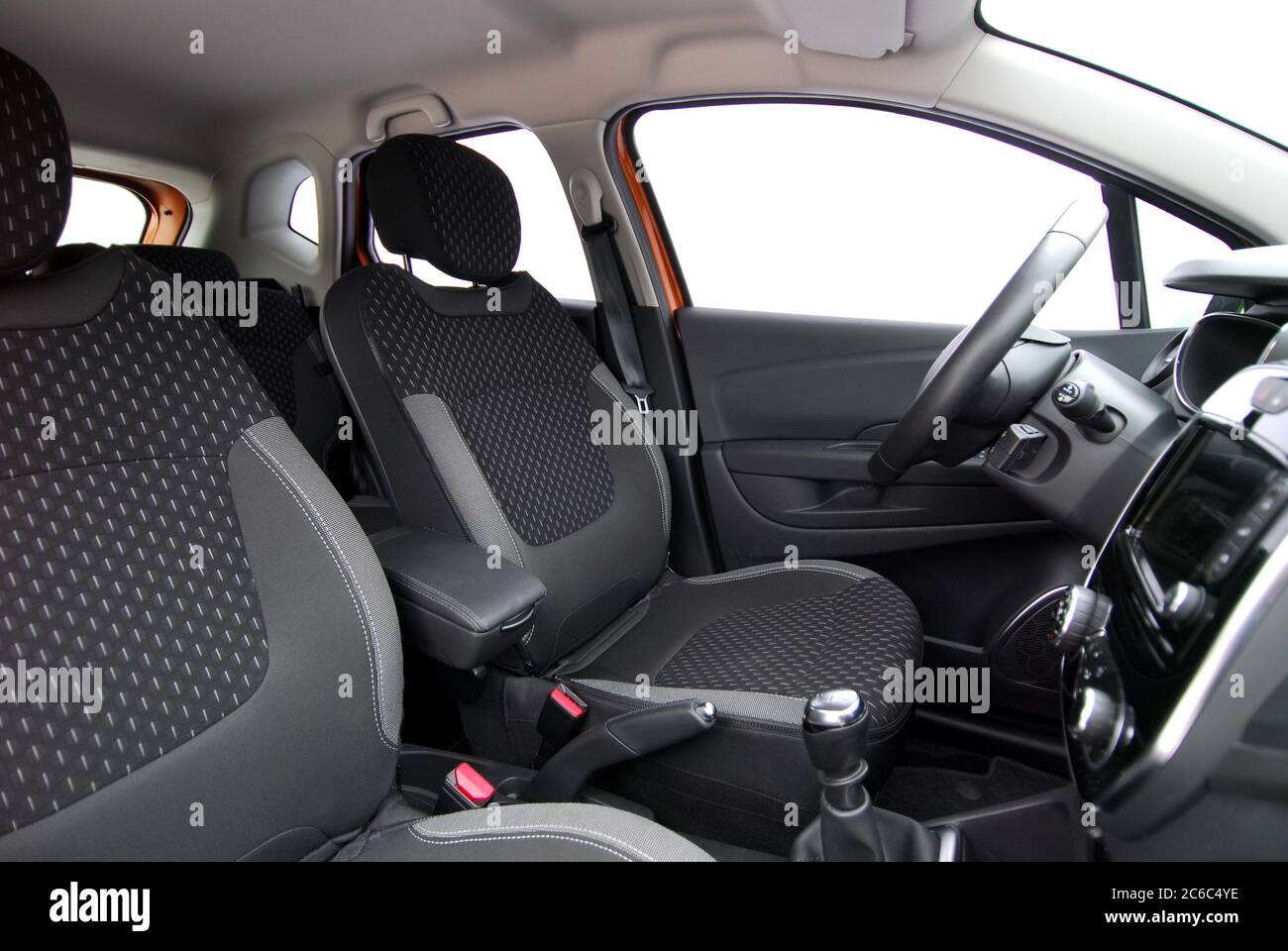 Front car seats. Front seats of a modern passenger car Stock Photo - Alamy