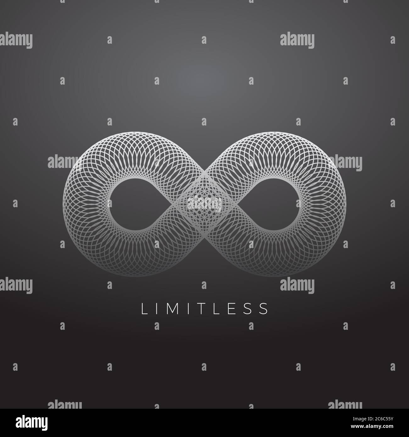 Abstract Vector Infinity Symbol Made with Circles. On Gray Gradient ...