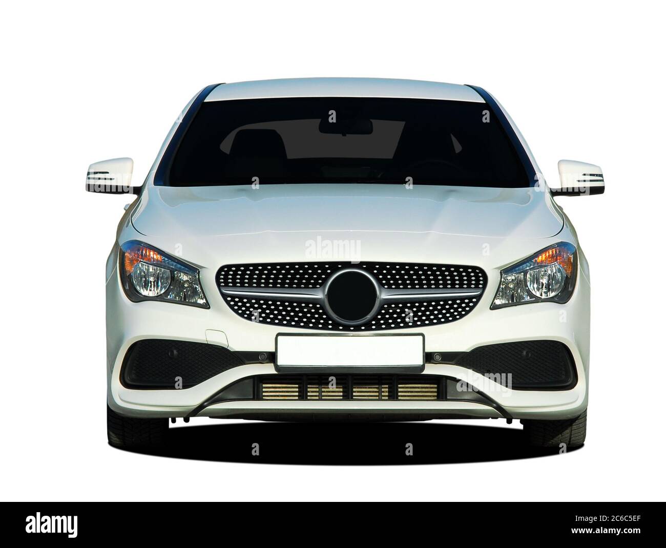 passenger car on a white background front view Stock Photo - Alamy