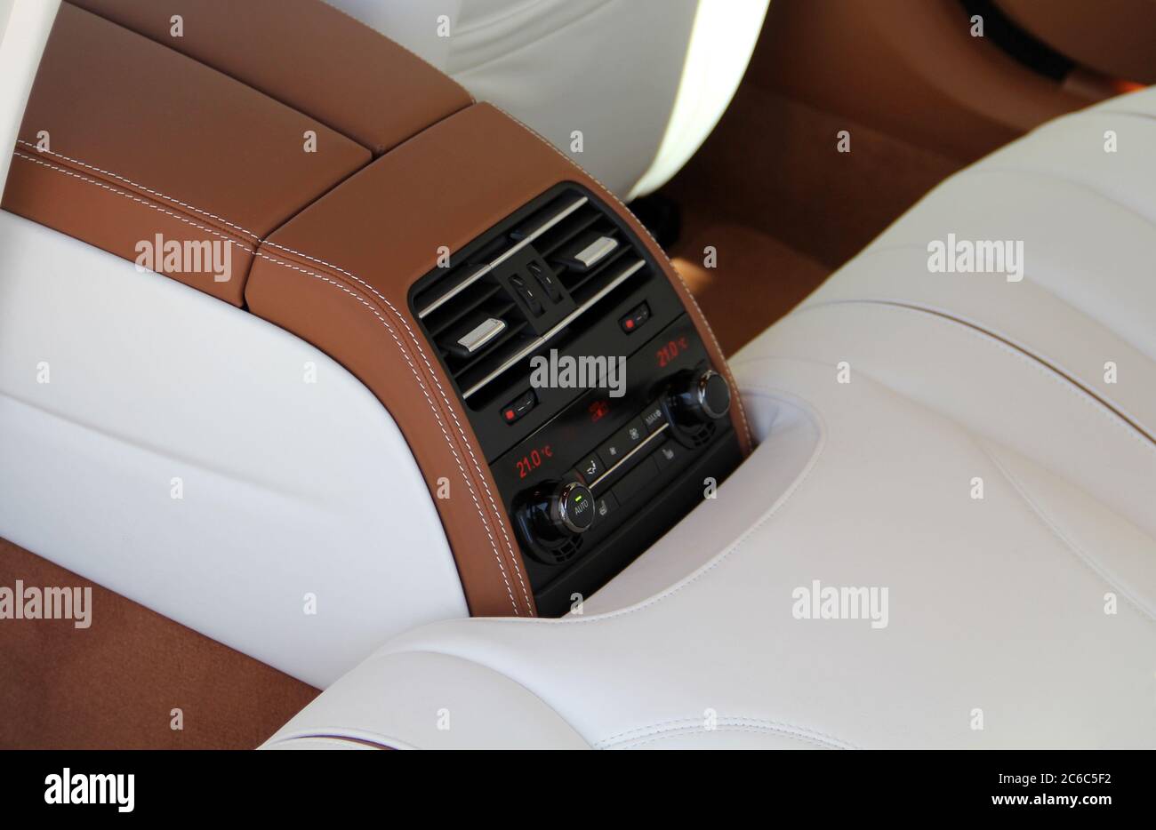 air conditioning controls in the rear seat in a luxury car Stock Photo ...