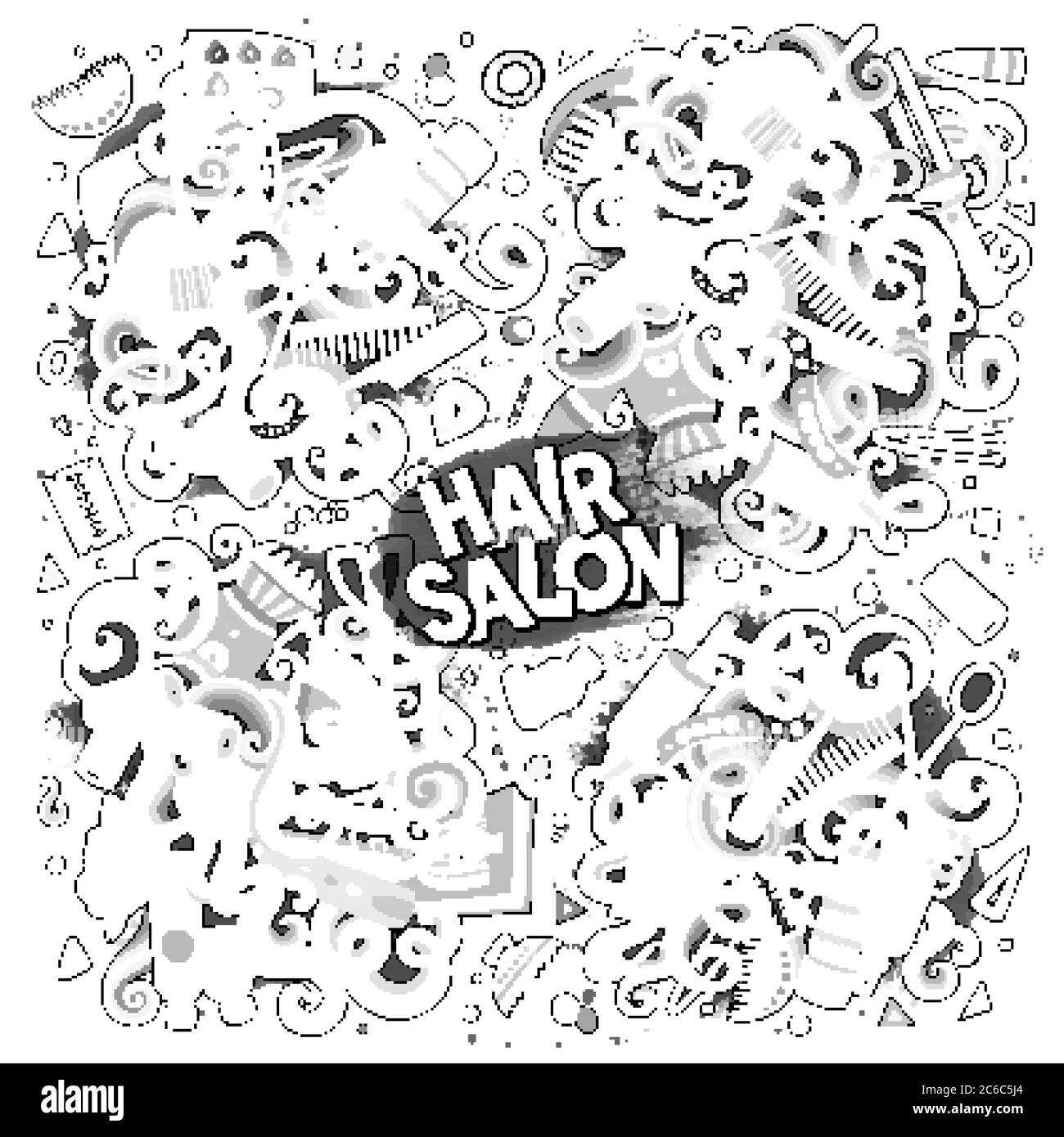 Vector cartoon set of doodle Hair salon designs Stock Vector Image ...