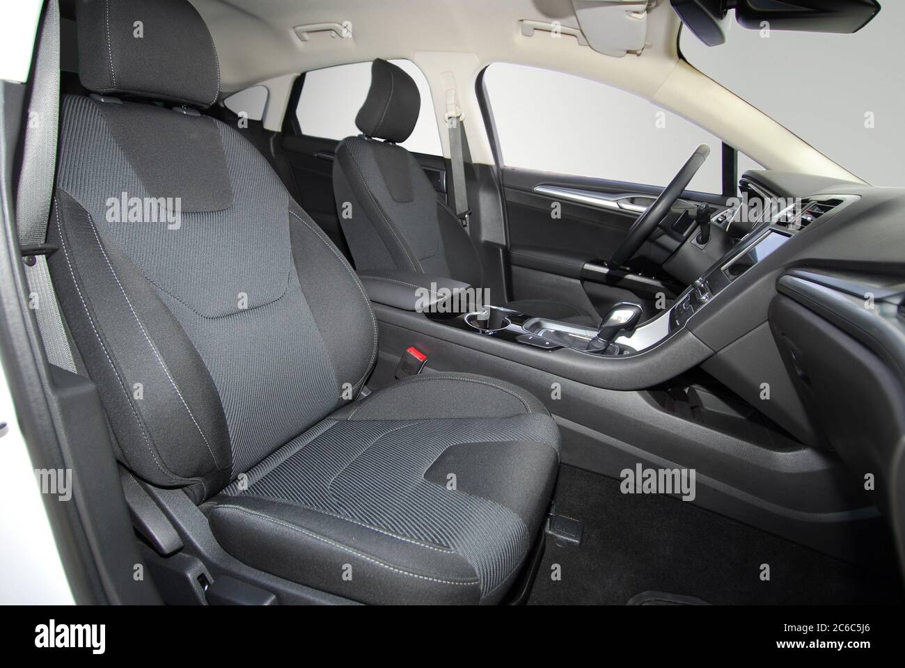Front car seats. Front seats of a modern passenger car Stock Photo - Alamy
