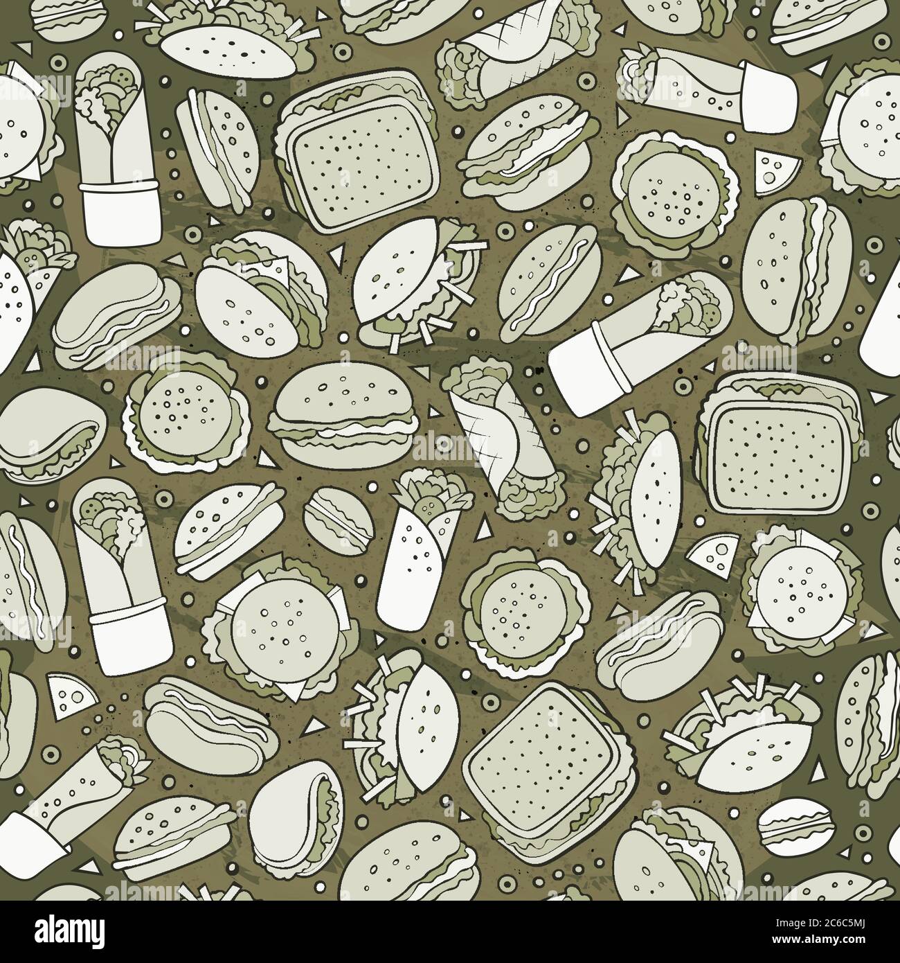 Cartoon cute hand drawn Fast food seamless pattern Stock Vector Image ...