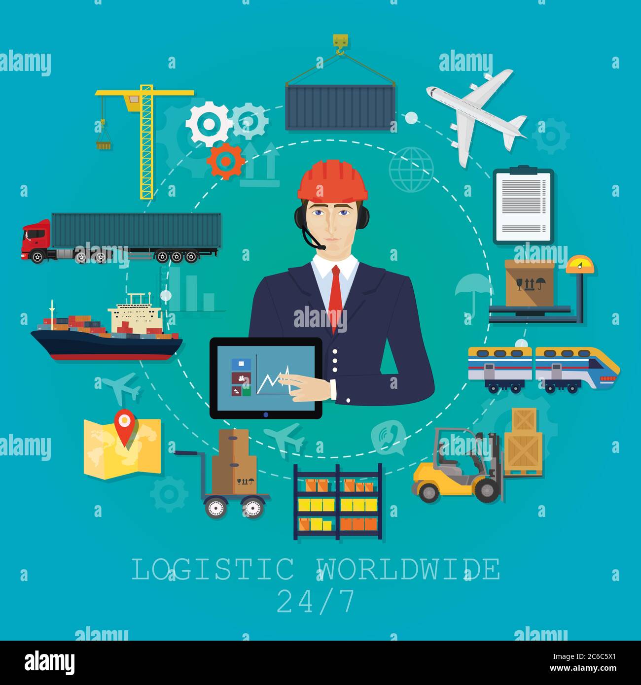 Vector logistics manager agent concept. Delivery cargo vector service ...