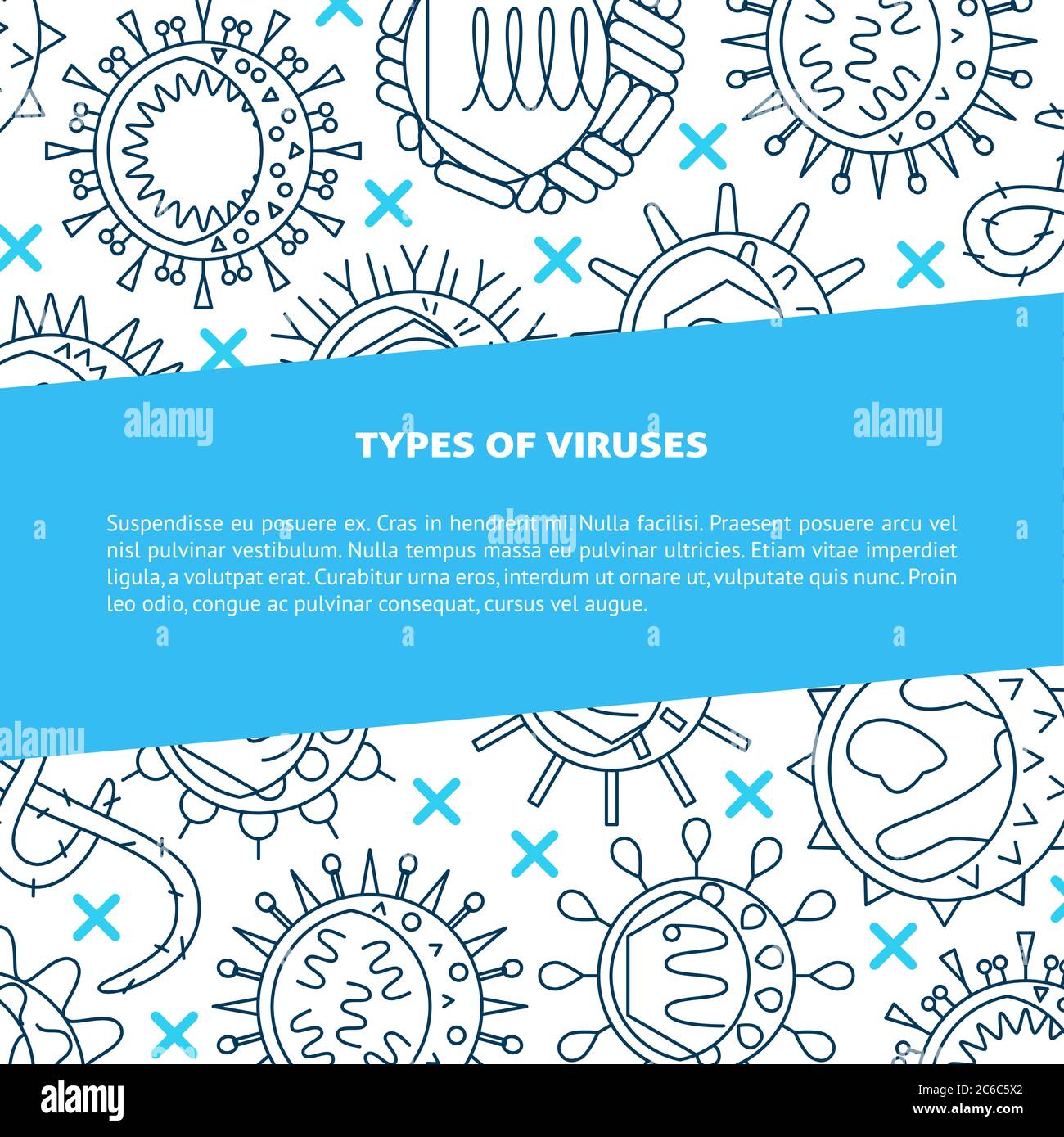 Types of viruses banner in line style with place for text. Science ...