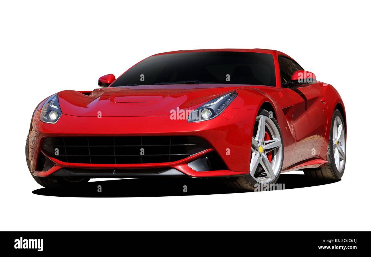 Sports car front view. Sport car on white background Stock Photo - Alamy