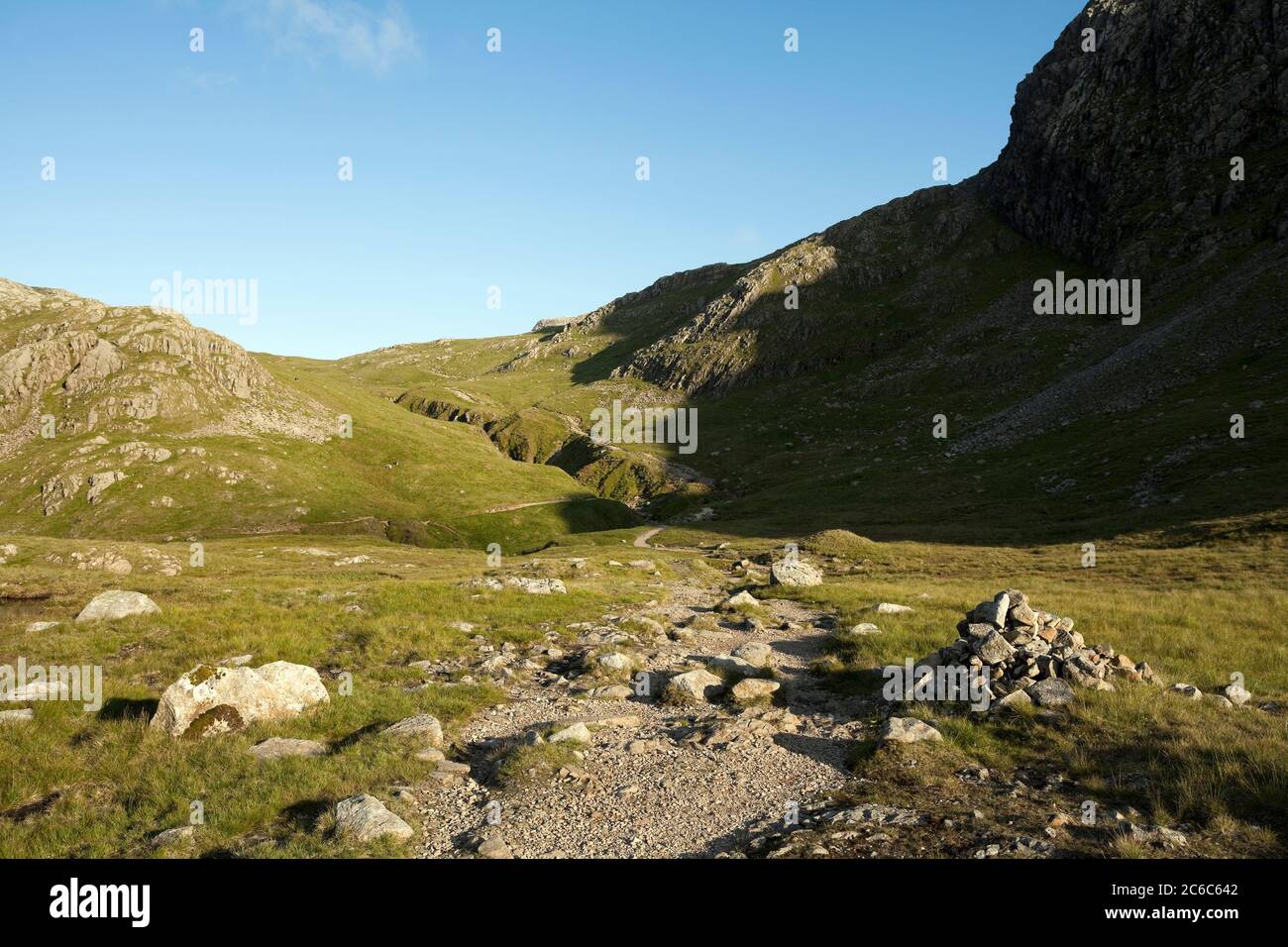 Footpath to Esk Hause at the head of Borrowdale, Lake District, UK ...
