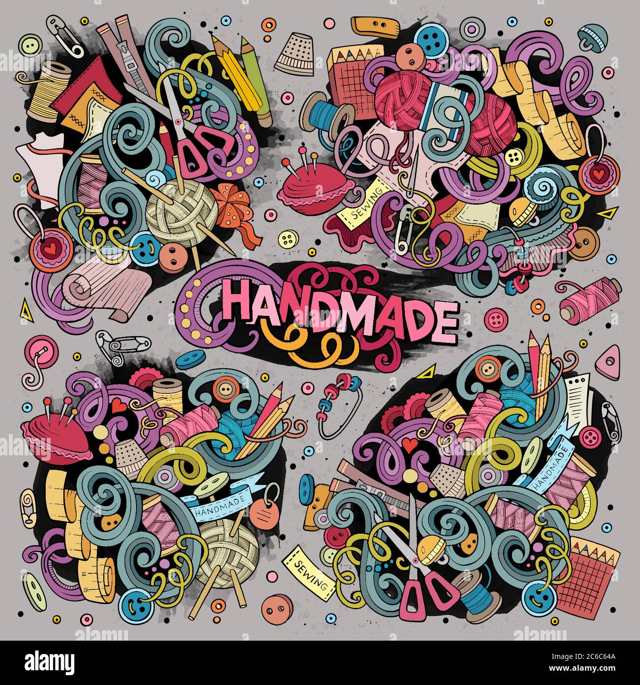 Cartoon set of handmade doodles design Stock Vector Image & Art - Alamy