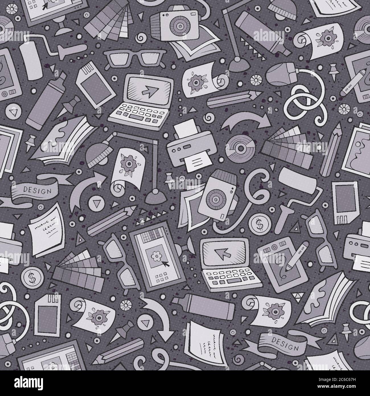 Cartoon cute hand drawn Design seamless pattern Stock Vector Image ...