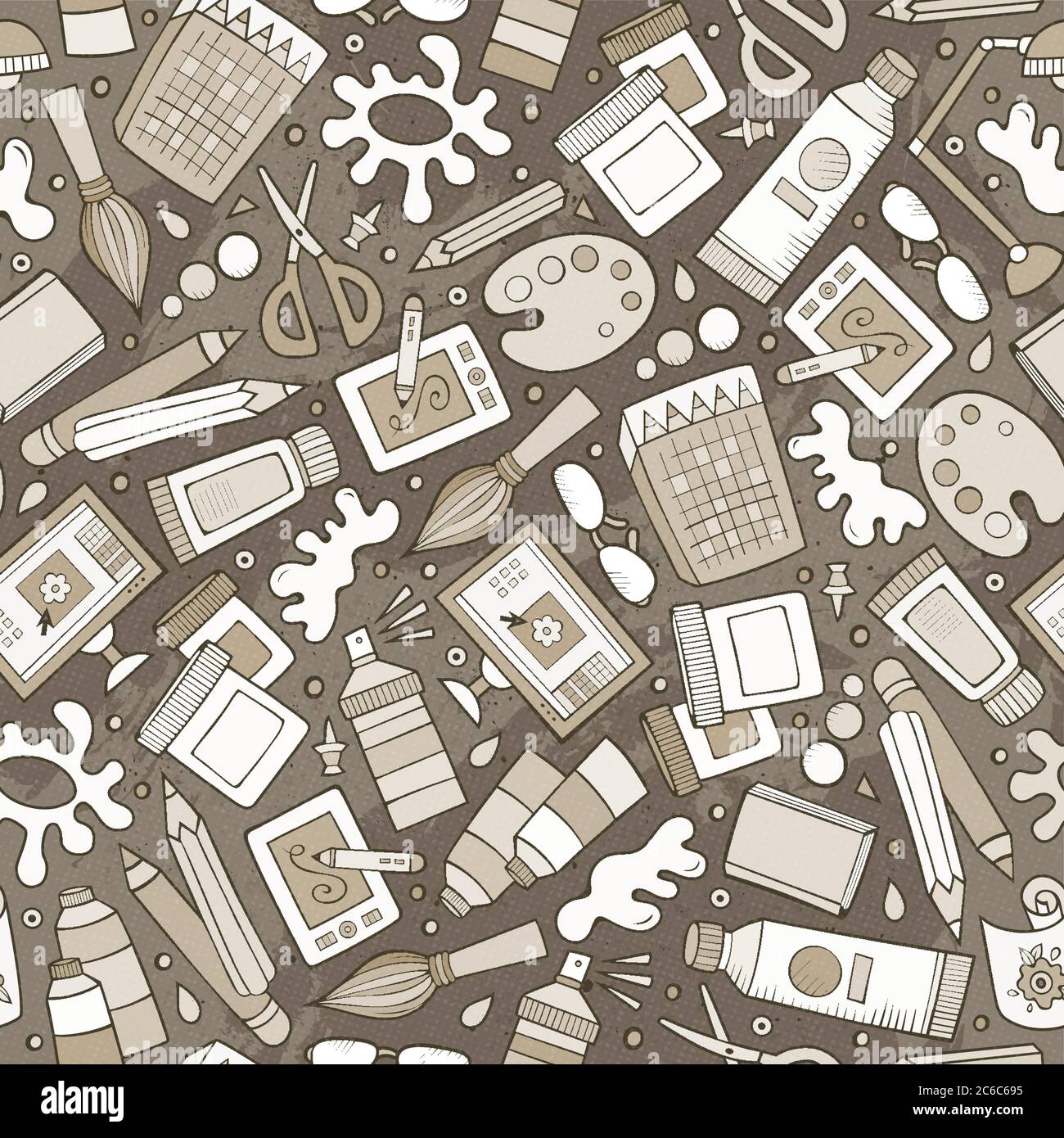 Cartoon cute hand drawn Design and Art seamless pattern Stock Vector ...