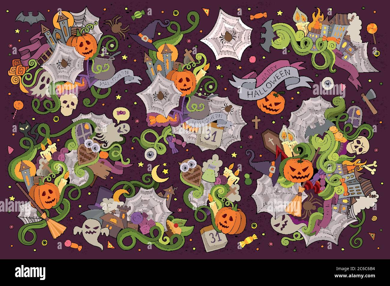 Colorful vector hand drawn Doodle cartoon set of objects Stock Vector ...