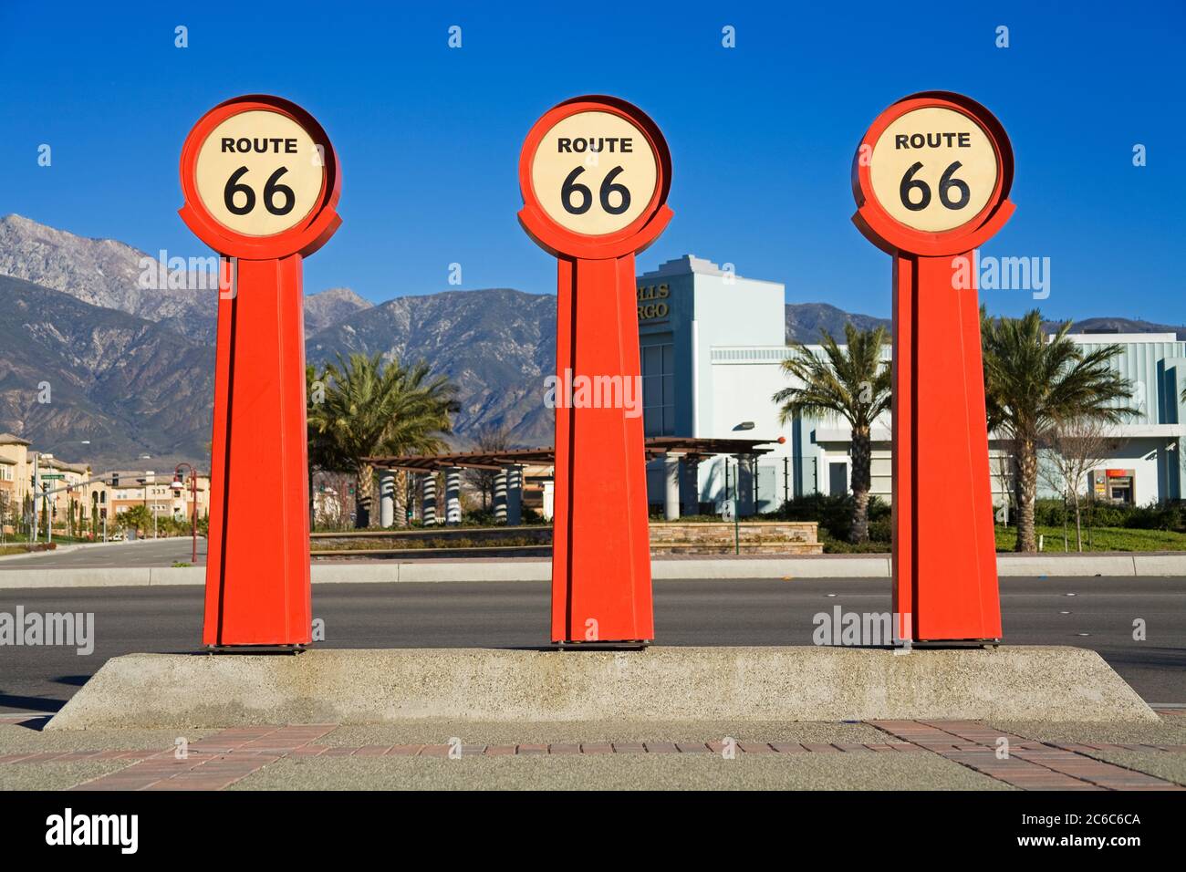 Route 66 signs, Rancho Cucamongo City, California, USA Stock Photo - Alamy