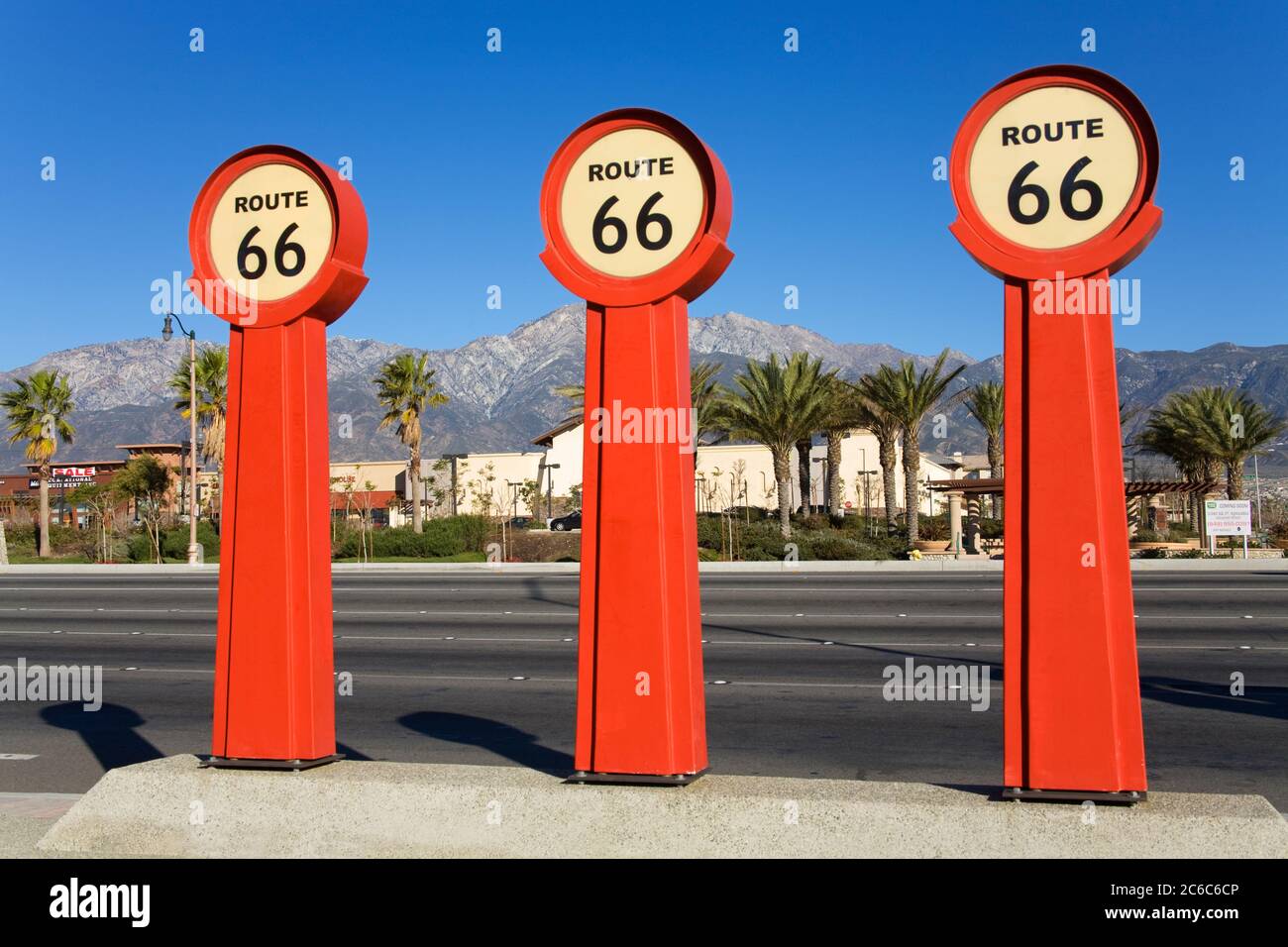 Route 66 signs, Rancho Cucamongo City, California, USA Stock Photo - Alamy