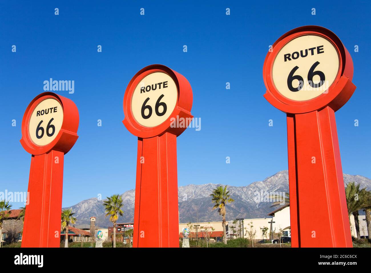Route 66 signs, Rancho Cucamongo City, California, USA Stock Photo - Alamy