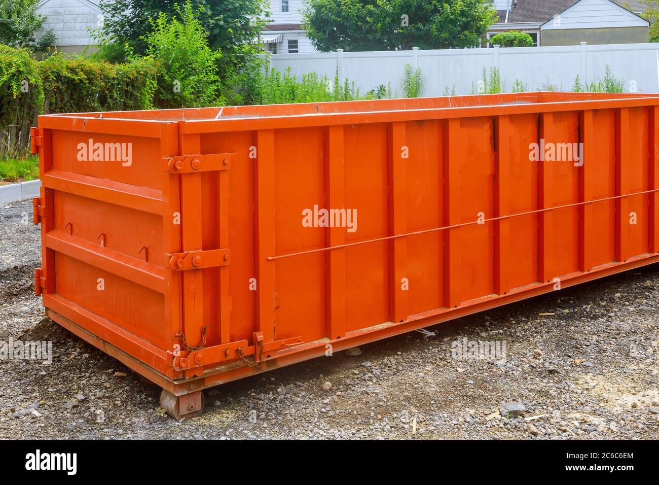Construction trash garbage dumpsters on metal container house ...