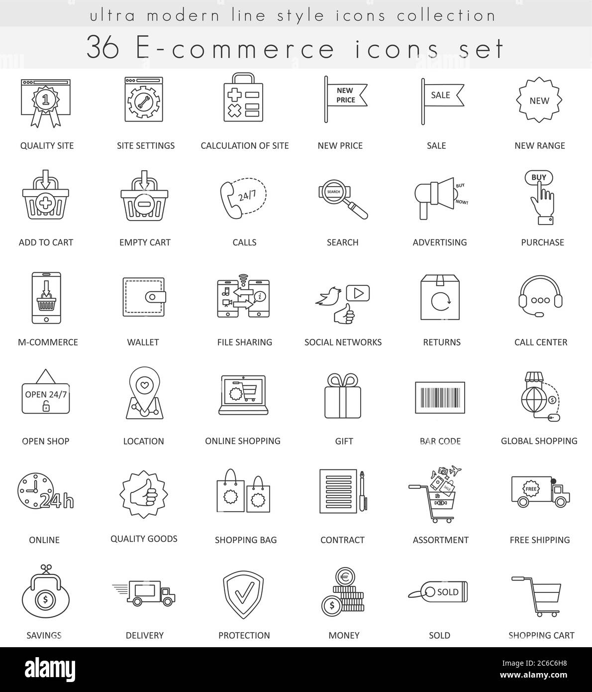 Vector e-commerce ultra modern outline line icons for web and apps ...