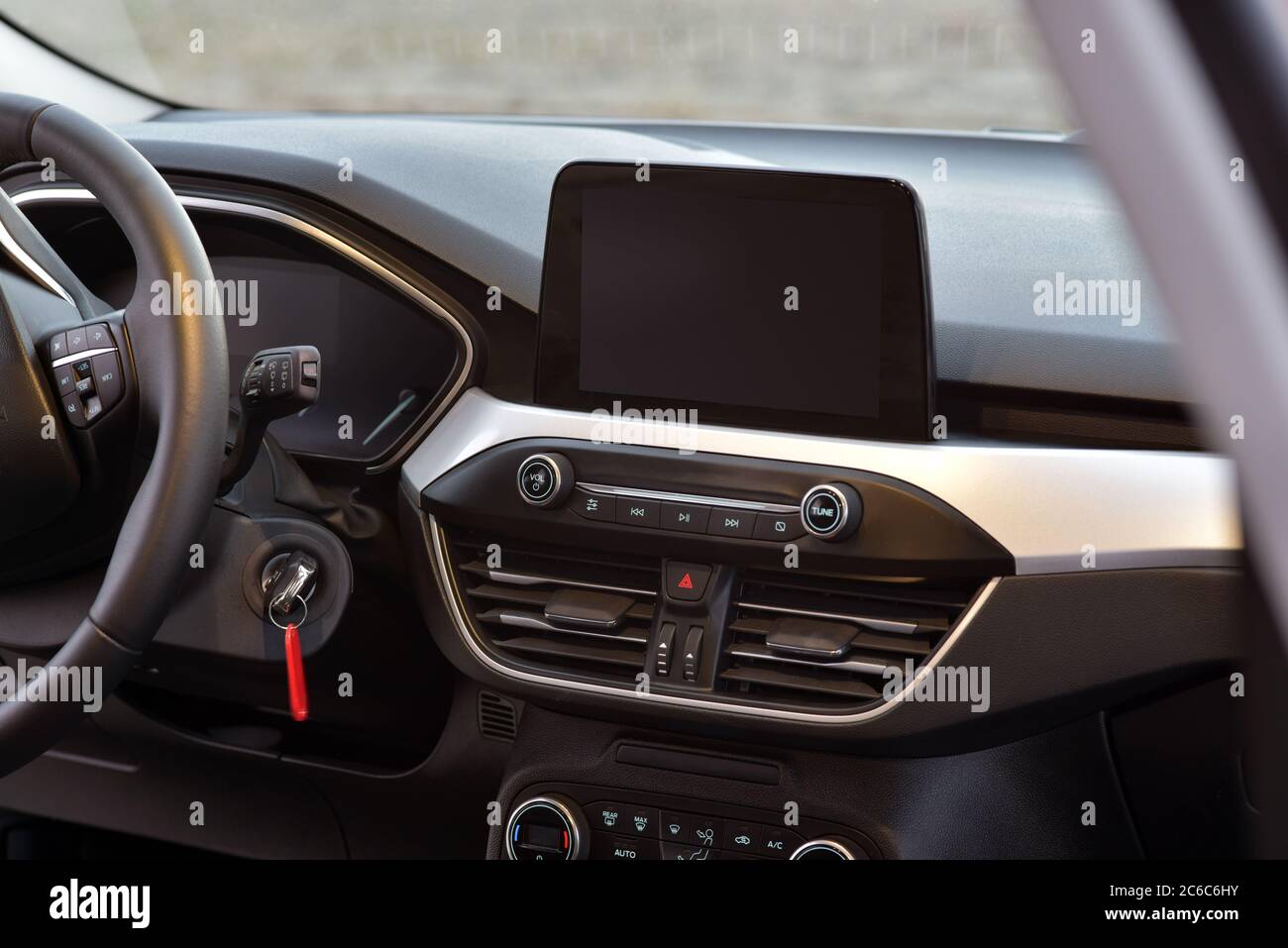 Screen multimedia system on dashboard in a modern car Stock Photo - Alamy