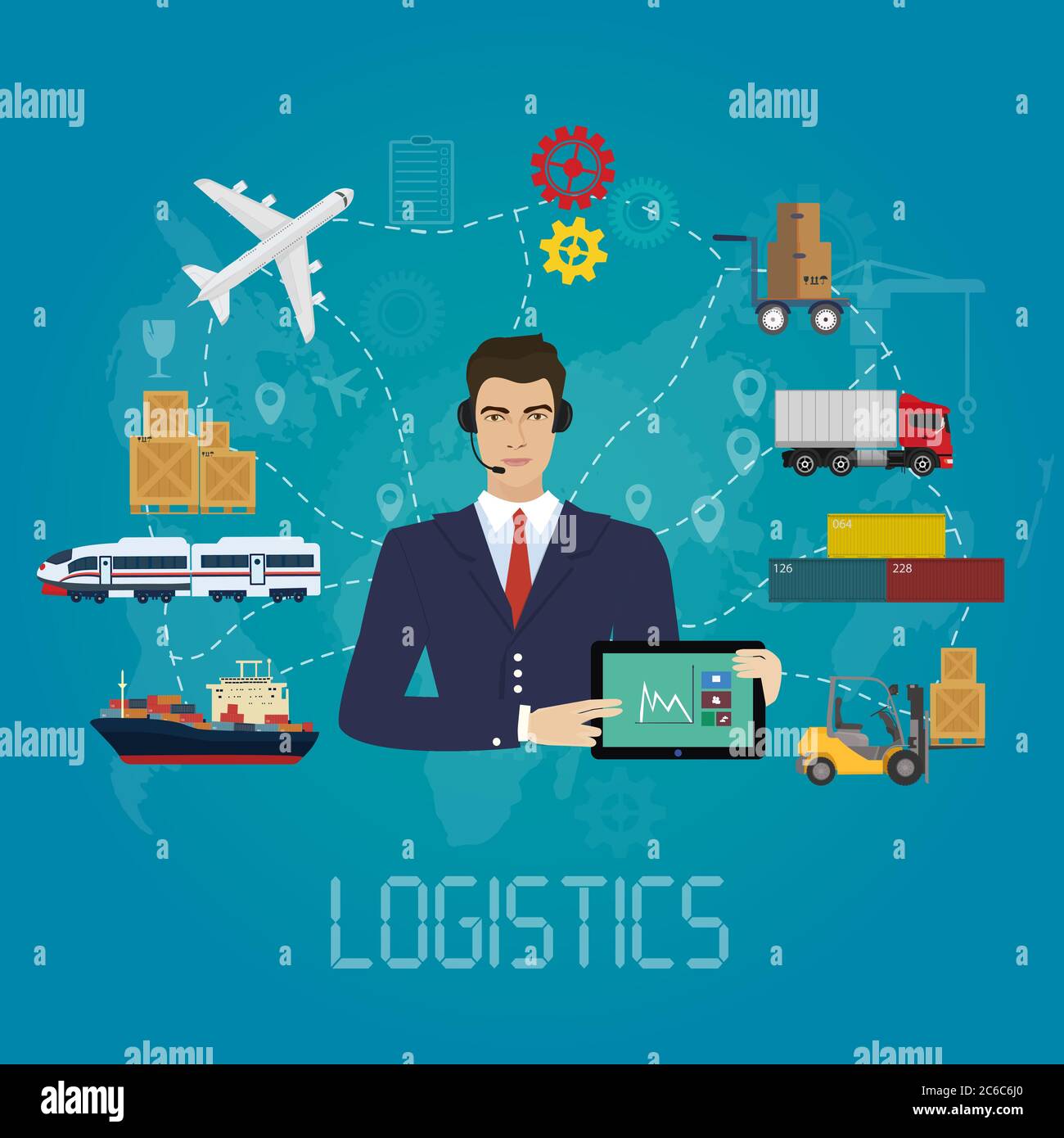 Vector logistics manager agent concept. Delivery cargo vector service ...