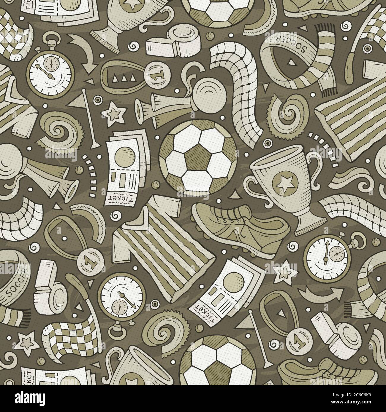 Cartoon hand-drawn Soccer seamless pattern Stock Vector Image & Art - Alamy
