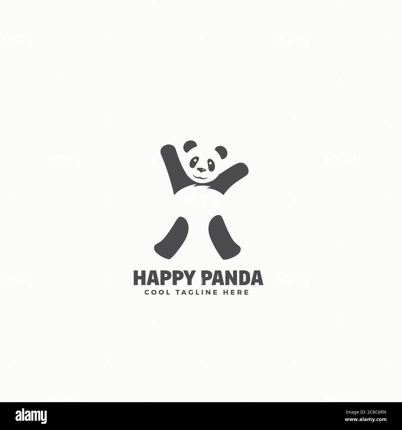 Happy Panda Abstract Vector Emblem or Logo Template. Funny Dancing Bear ...