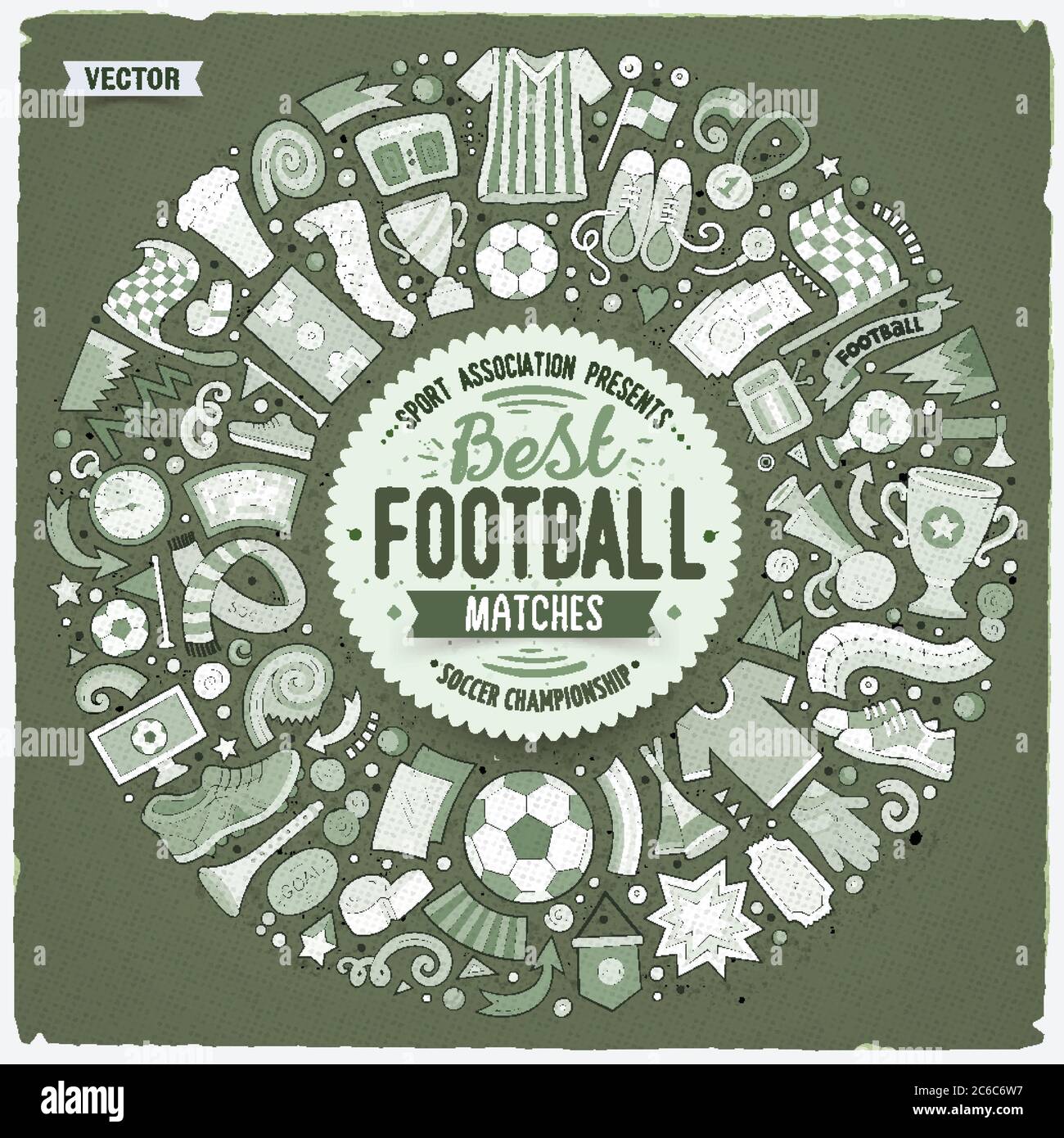 Set of vector cartoon doodle Football objects Stock Vector Image & Art ...