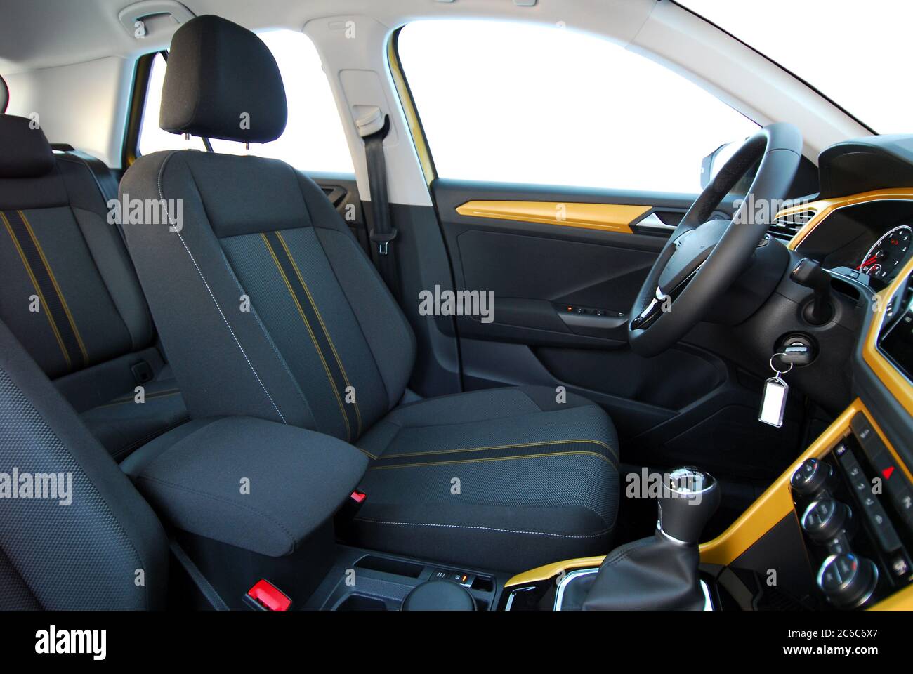 Front car seats. Front seats of a modern passenger car Stock Photo - Alamy