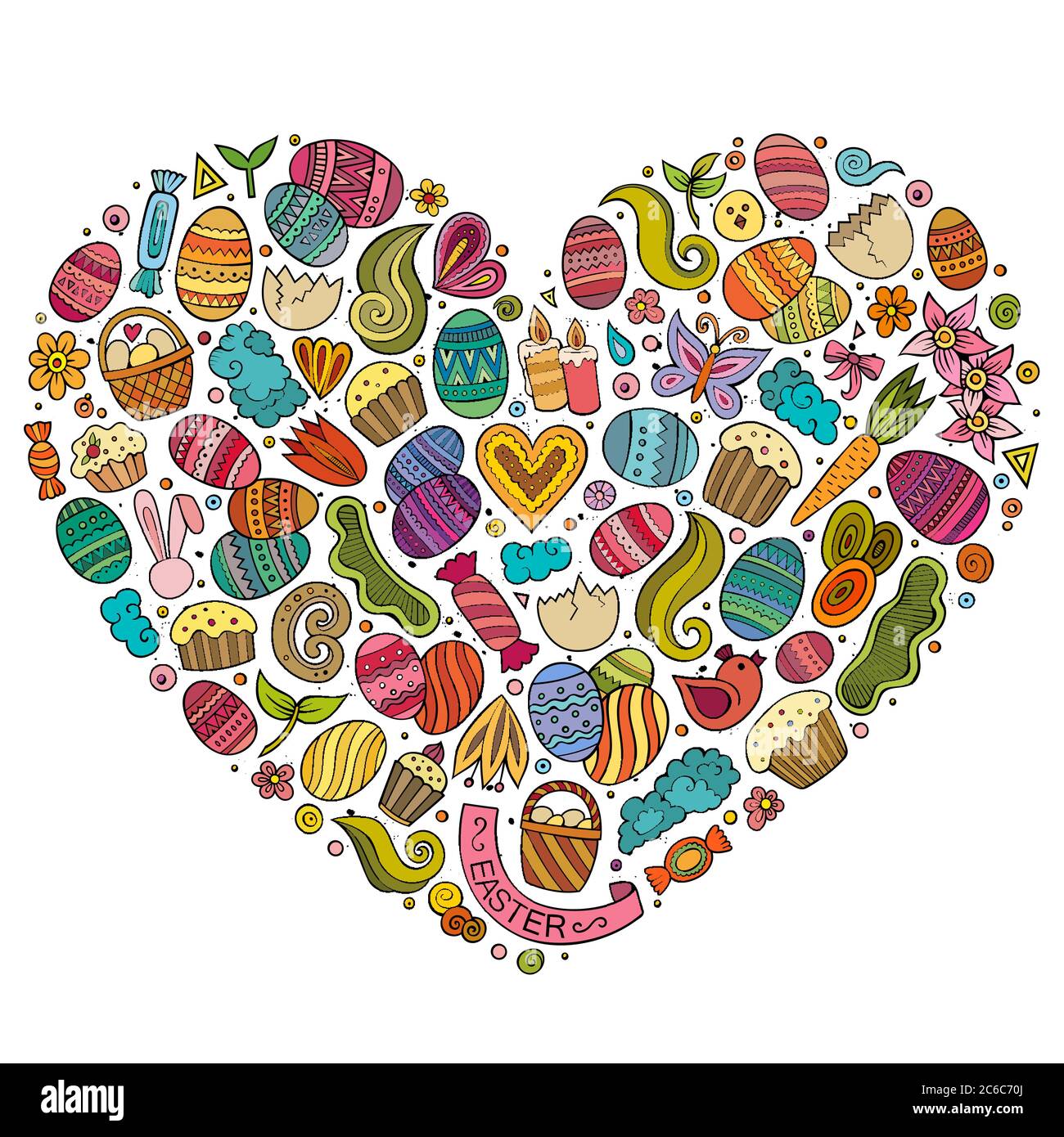 Vector set of Easter cartoon doodle objects Stock Vector Image & Art ...