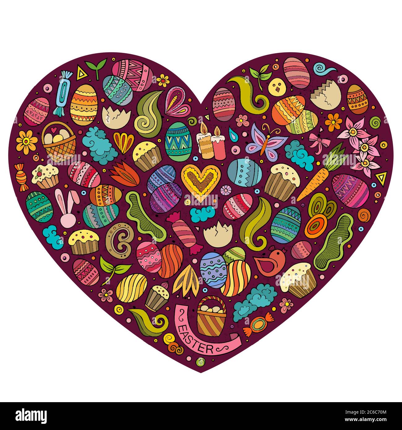 Vector set of Easter cartoon doodle objects Stock Vector Image & Art ...