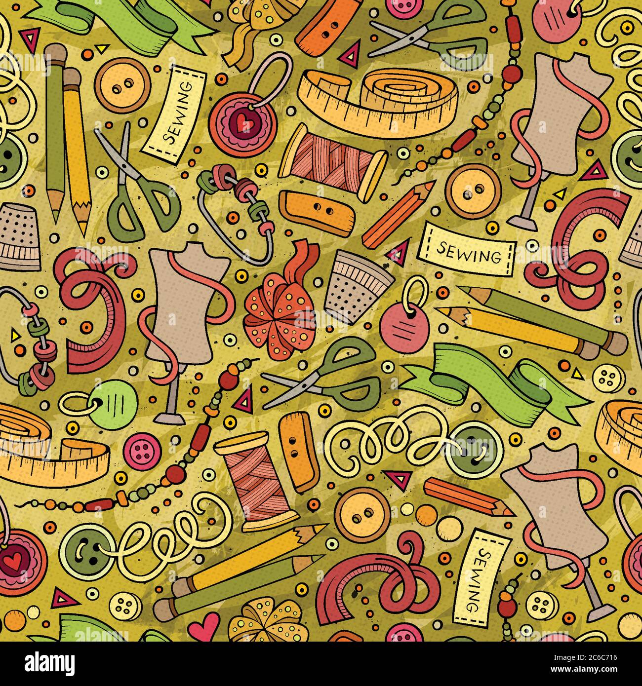 Cartoon cute hand drawn Handmade seamless pattern Stock Vector Image ...