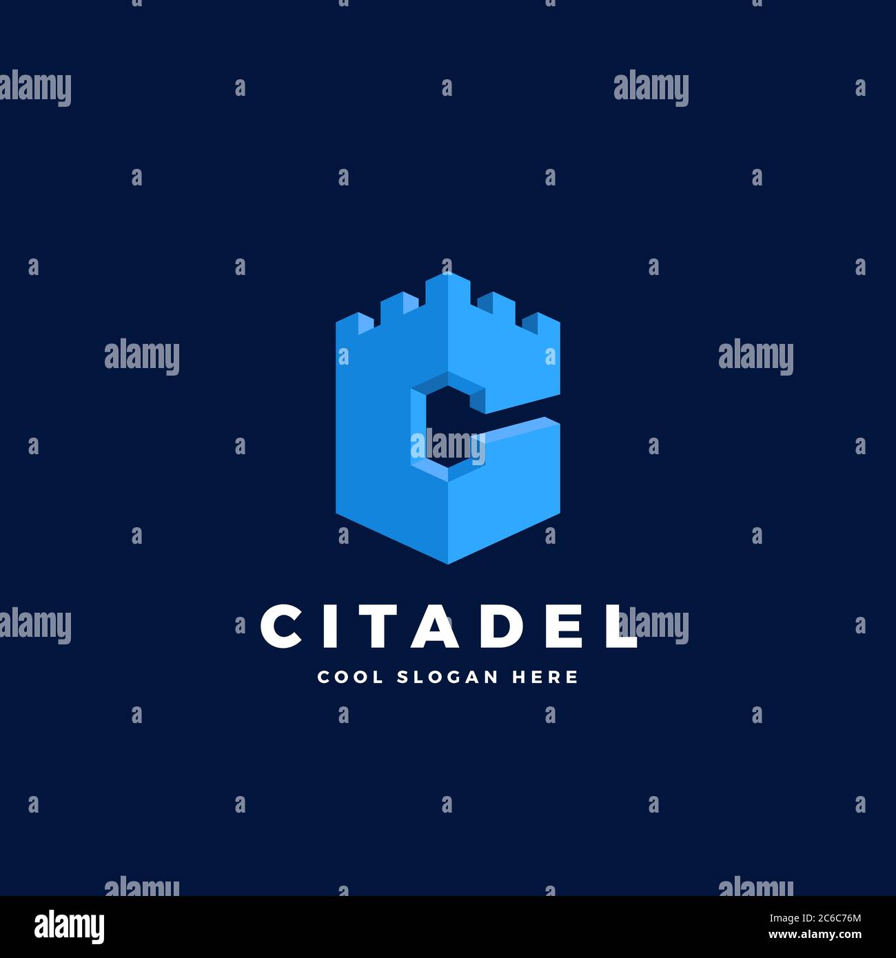 Citadel, Castle or Tower in the Form of Letter C. Abstract Vector Sign ...