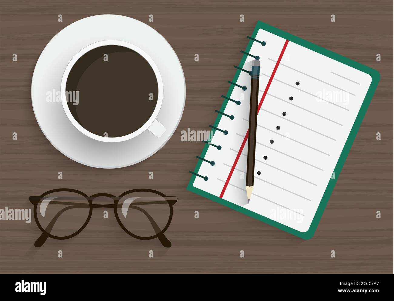 Stationery on table in Stock Vector Images - Alamy