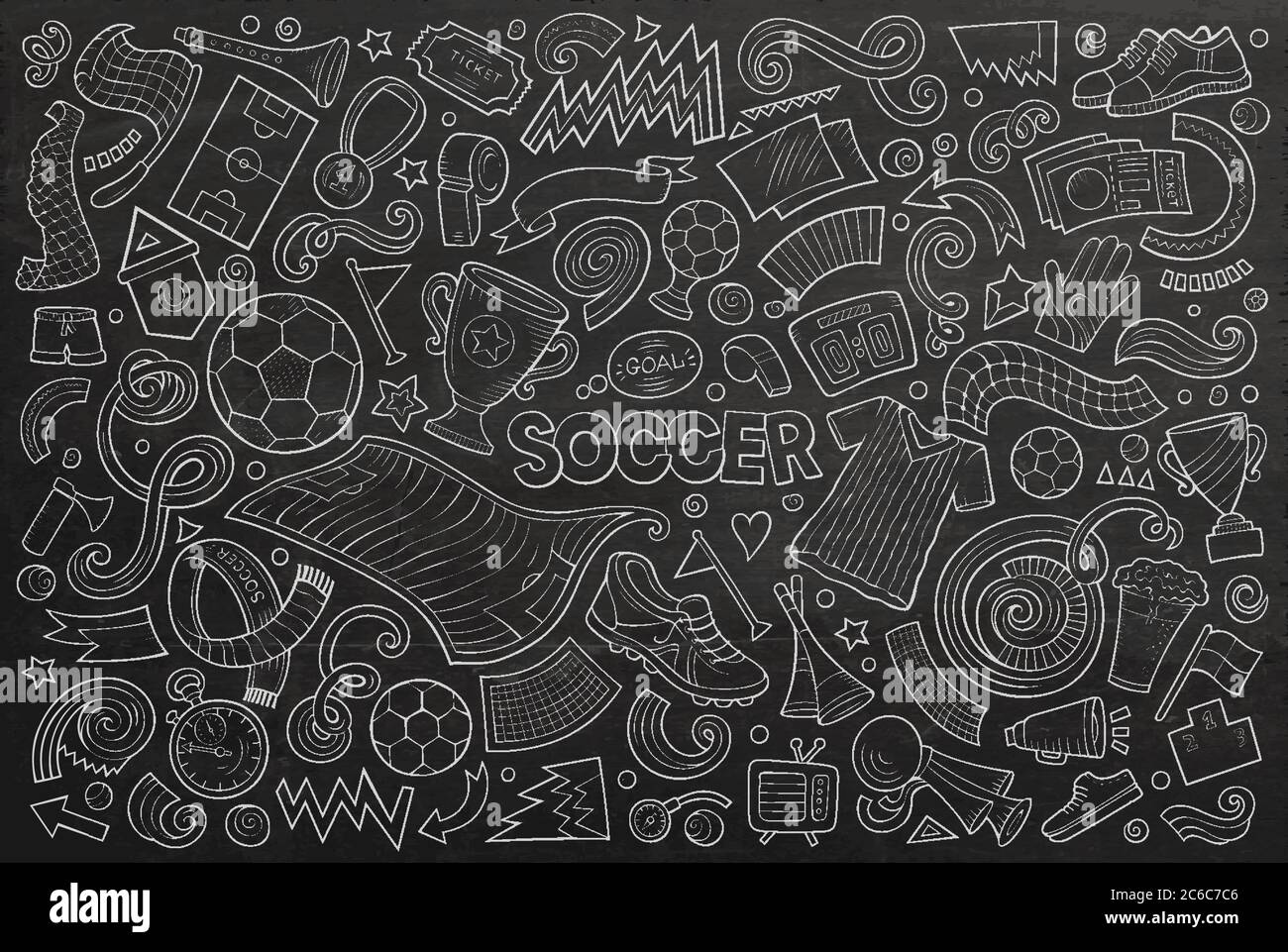 Vector doodles cartoon set of football objects Stock Vector Image & Art ...