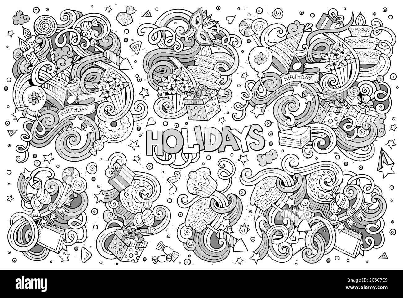 Line art set of holidays object Stock Vector Image & Art - Alamy