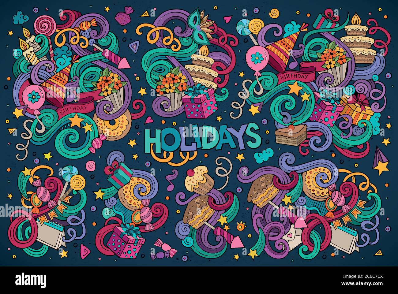 Colorful set of holidays object Stock Vector Image & Art - Alamy