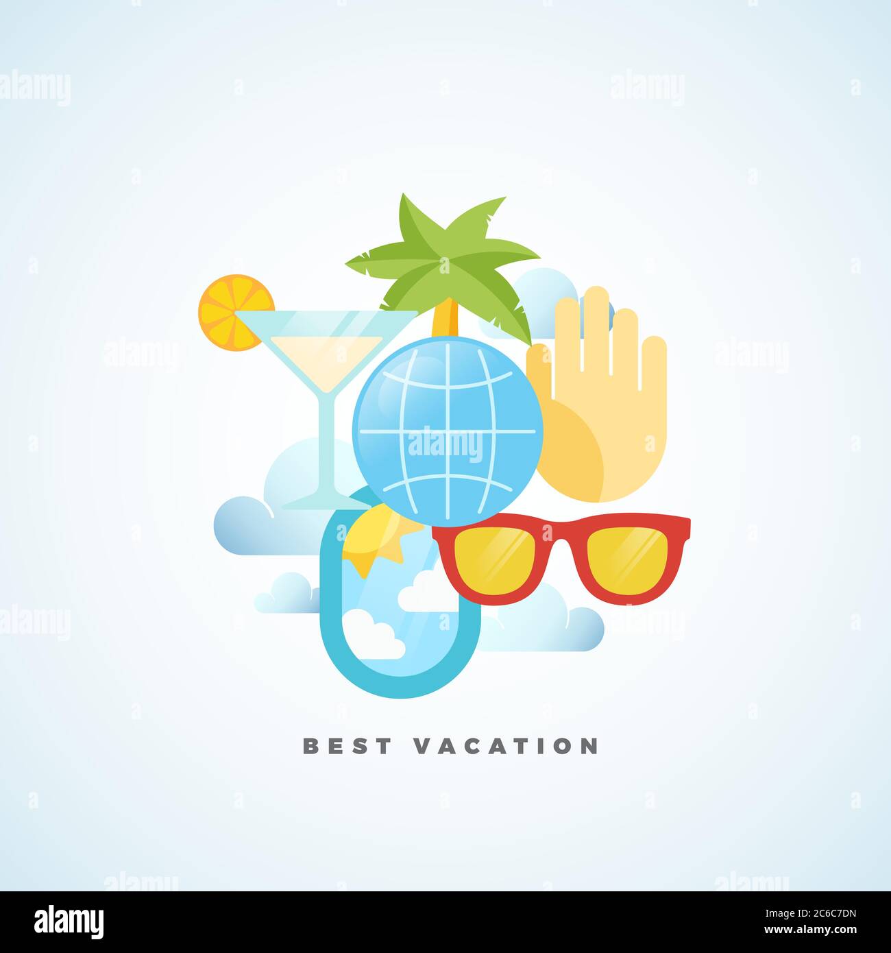 Best Vacation Flat Style Vector Tourism Illustration Stock Vector Image ...