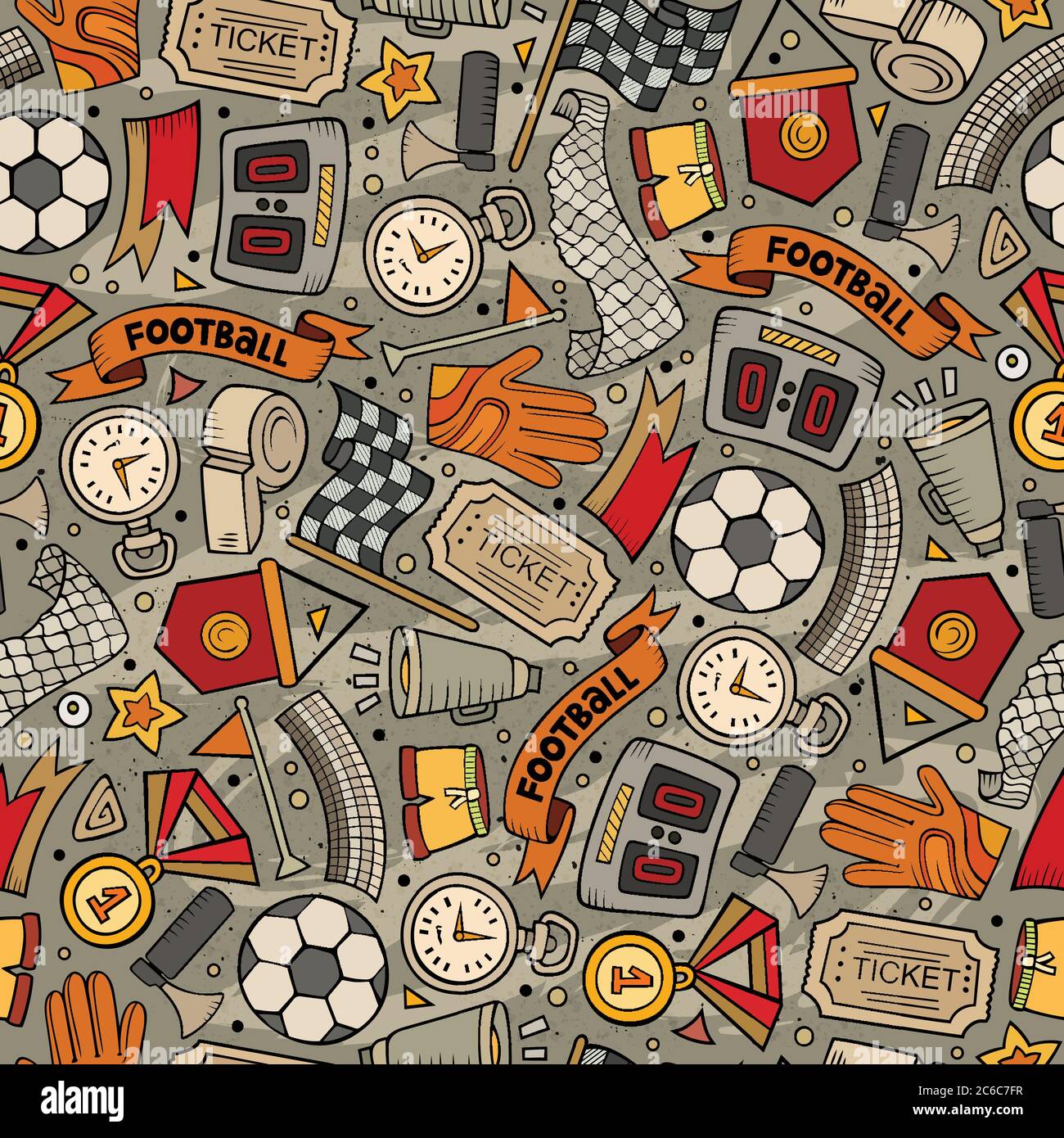 Cartoon hand-drawn Soccer seamless pattern Stock Vector Image & Art - Alamy