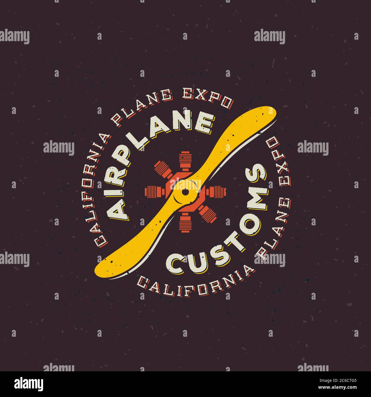 Airplane Customs Vector Retro Label, Sign or Logo Template. Vintage ...