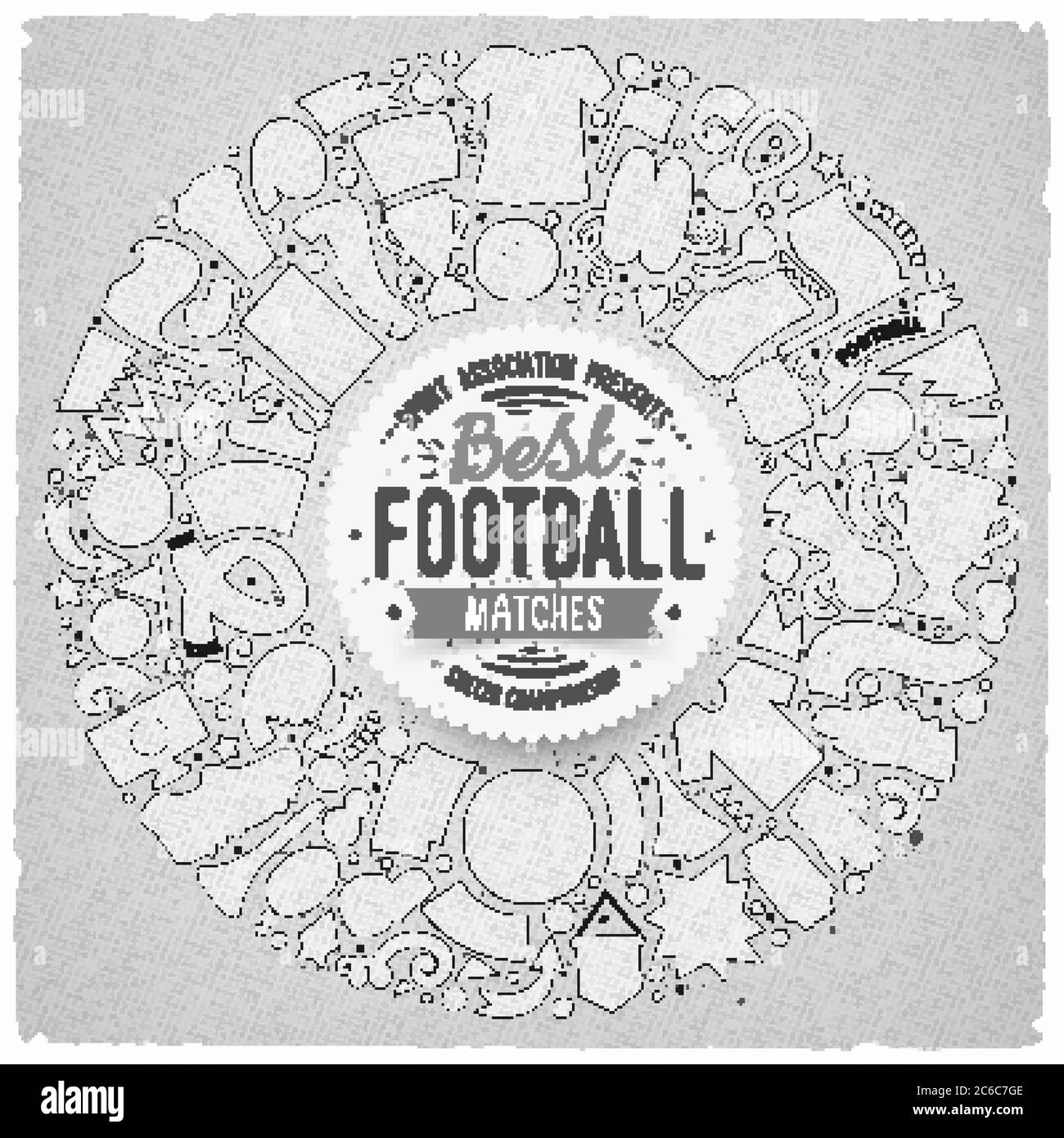 Set of vector cartoon doodle Football objects Stock Vector Image & Art ...