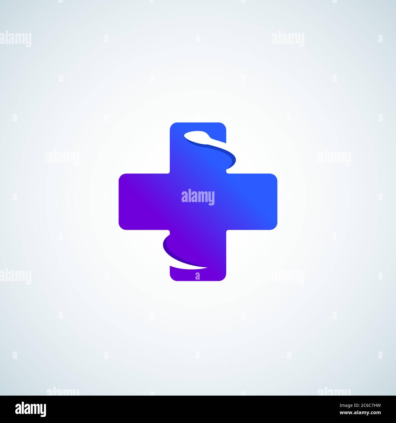 Modern Gradient Plus or Cross with Negative Space Snake. Abstract ...