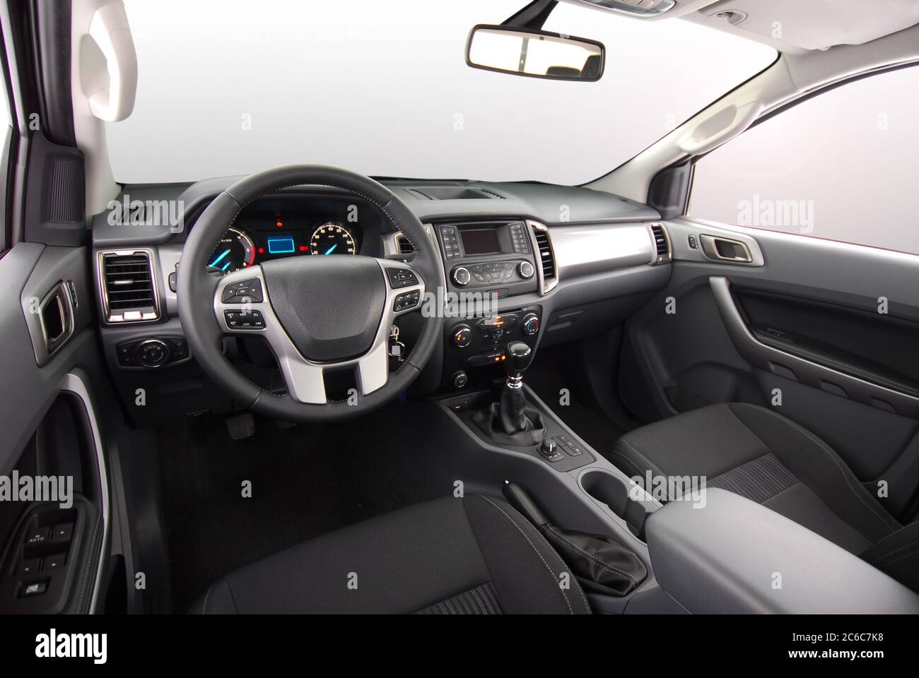 Car interior. The inside of the car, front view. Dashboard of a modern ...