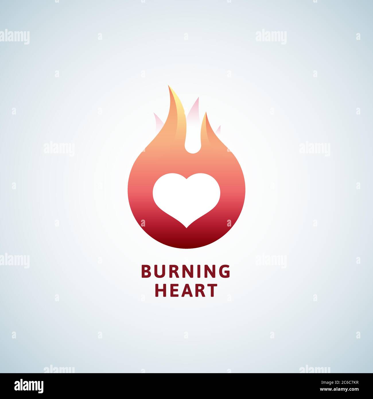 Burning Heart Abstract Vector Sign, Symbol or Logo Template. Negative ...