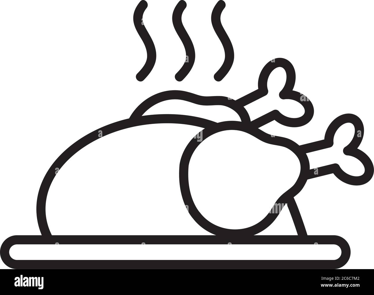hot roasted chicken icon over white background, line style, vector ...