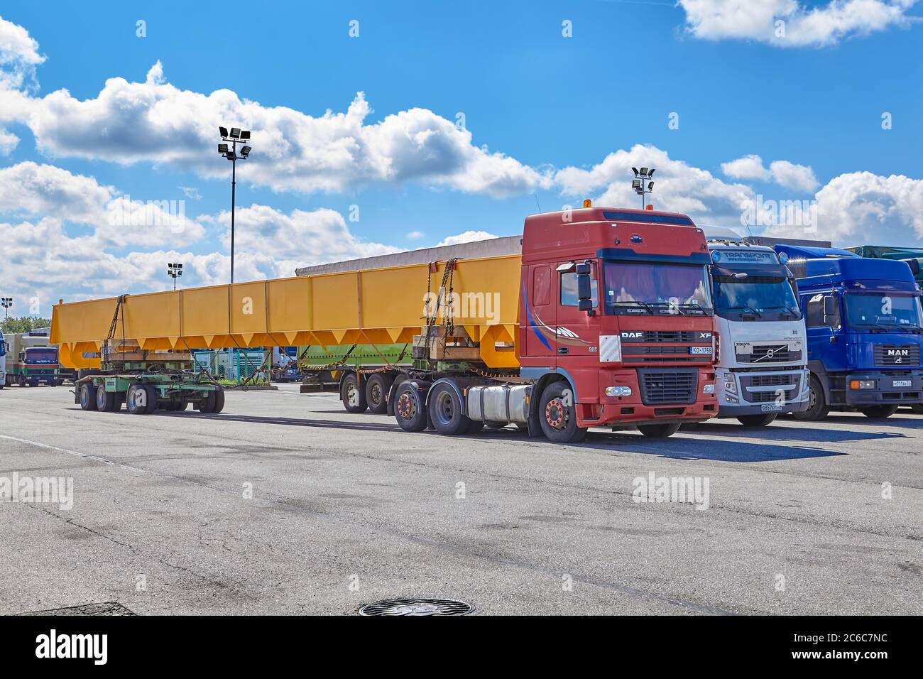 St. Petersburg, Russia - July 27, 2017: Truck fleet, lorry parking with ...