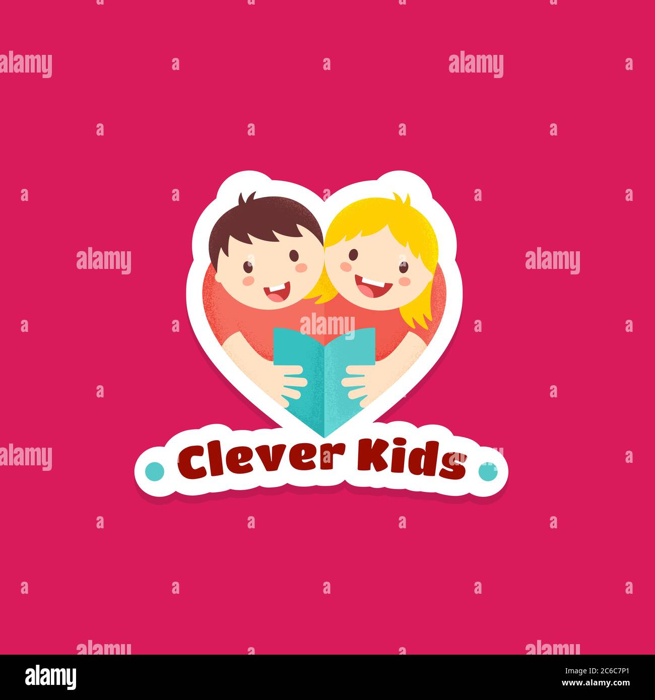 Clever Kids Abstract Vector Sign, Emblem or Logo Template. Boy and Girl ...