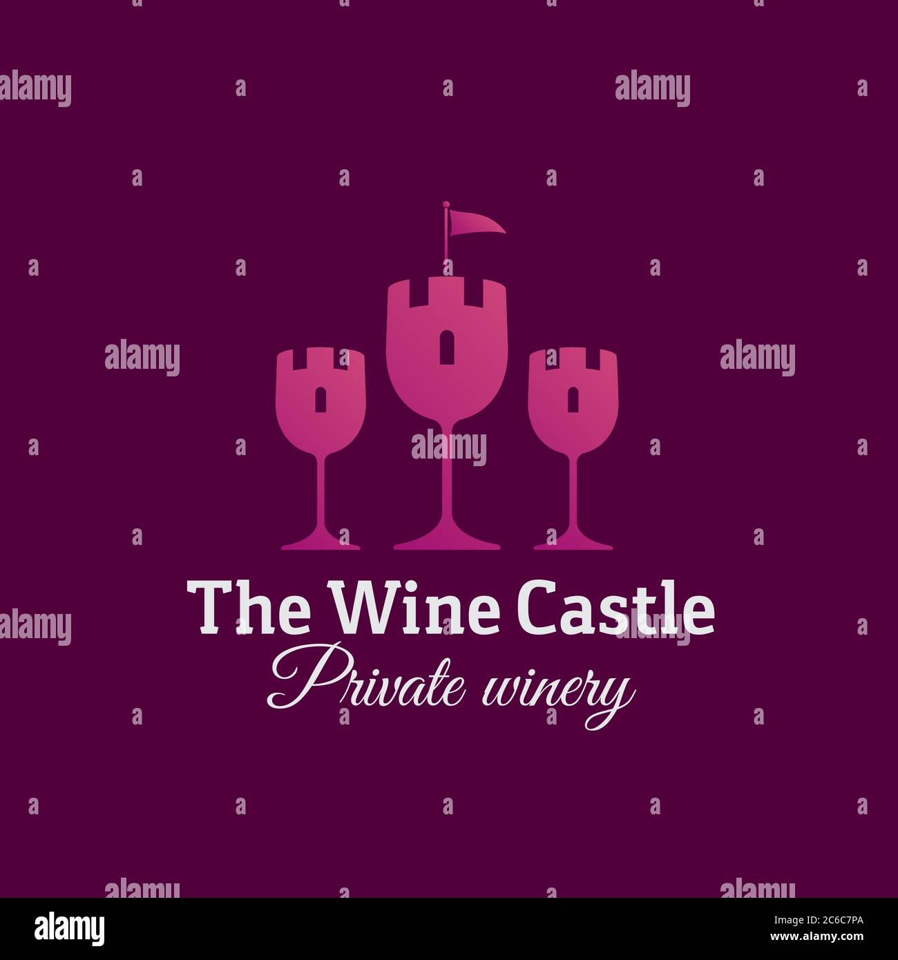 The Wine Castle Abstract Vector Sign, Emblem or Logo Template. Glasses ...